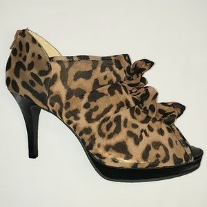 Shoes | New Leopard Print Peep Toe Booties Size 1 | Poshmark